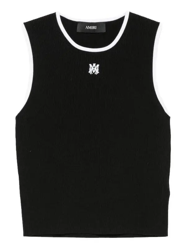 Amiri Ribbed Knit Logo Tank Top - Black