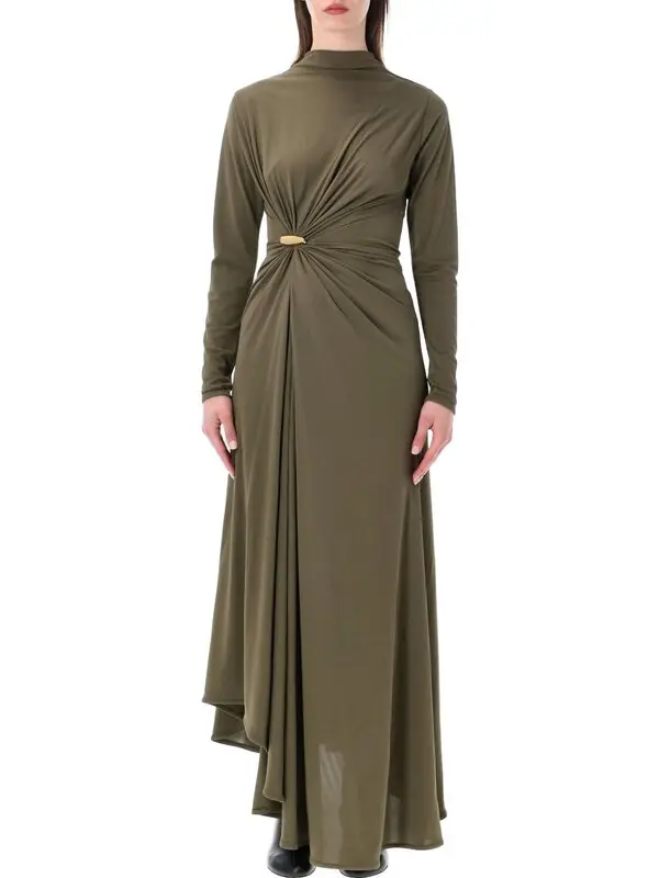 Bottega Veneta Asymmetrical Long Gown In Viscose Jersey - Green