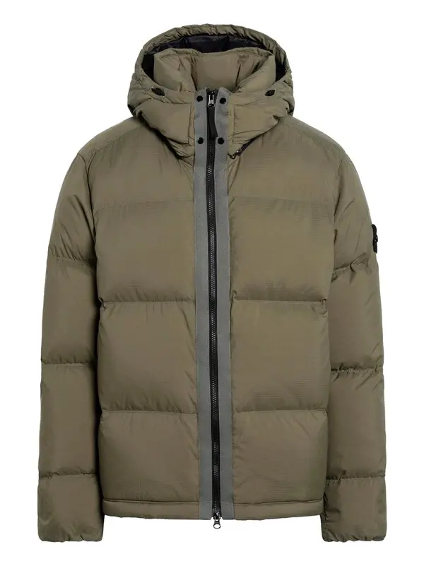 Stone Island Military Ripstop Nylon Zip-up Down Jacket - Green
