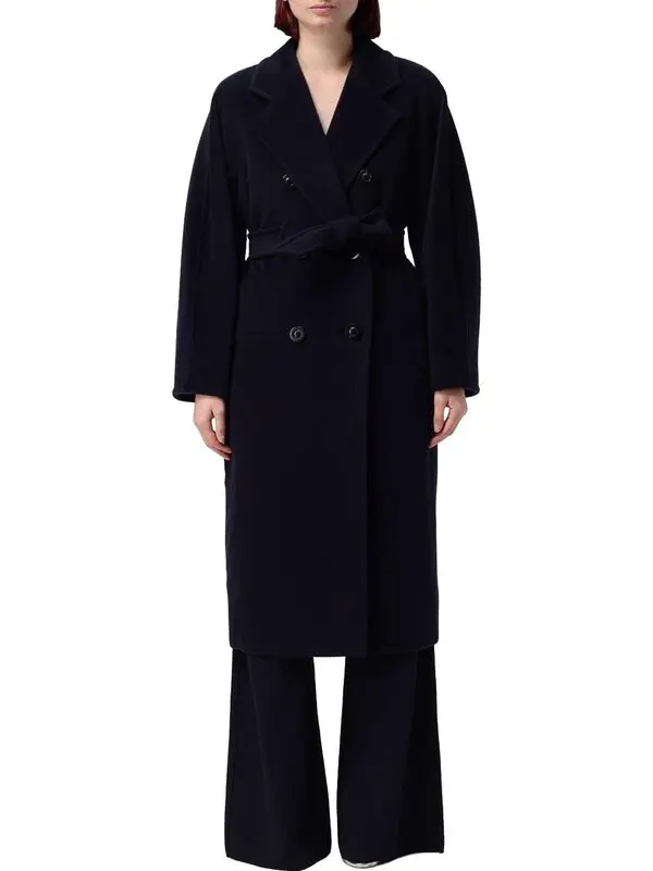 Max Mara Madame Double-breasted Long Wool Coat - Blue