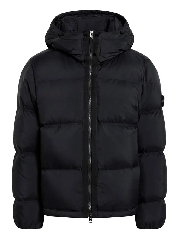 Stone Island Ripstop Nylon Zip-up Down Jacket - Black