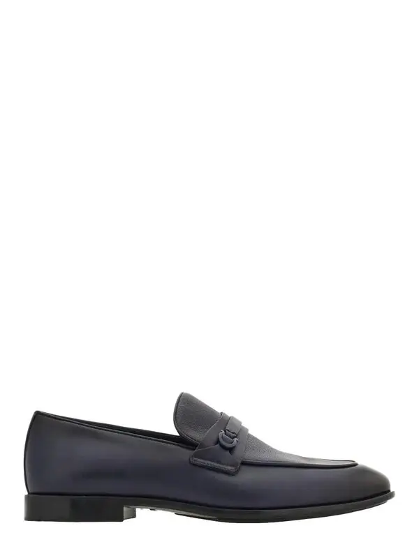 FERRAGAMO Desio Shaded Leather Loafers - Blue
