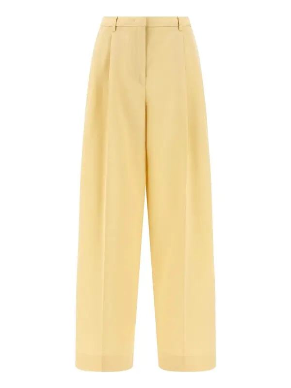 JIL SANDER Wide Leg Wool Trousers - Yellow