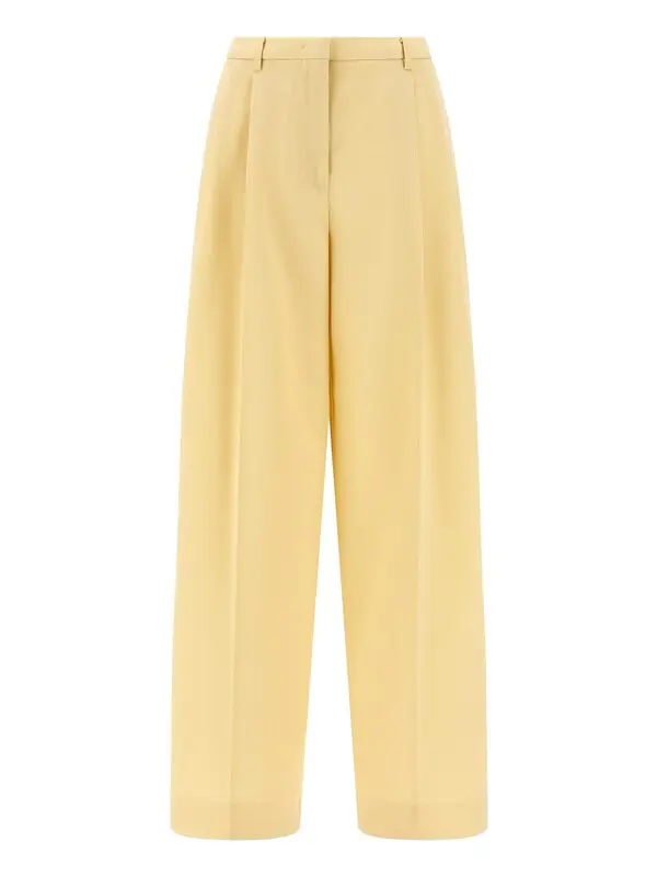 JIL SANDER Wide Leg Wool Trousers - Yellow