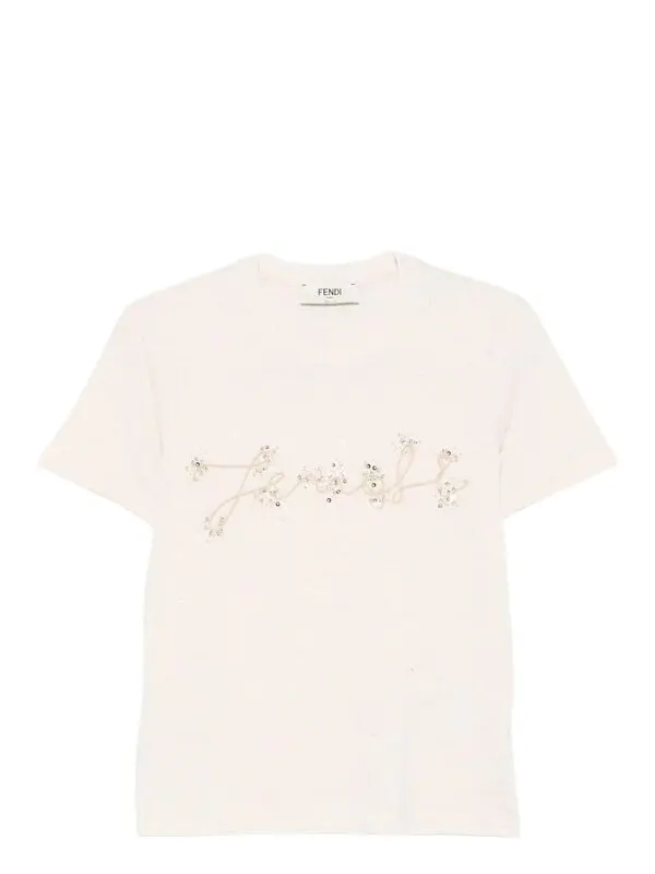 Fendi Embroidered Cotton Blend T-shirt - Multicolor