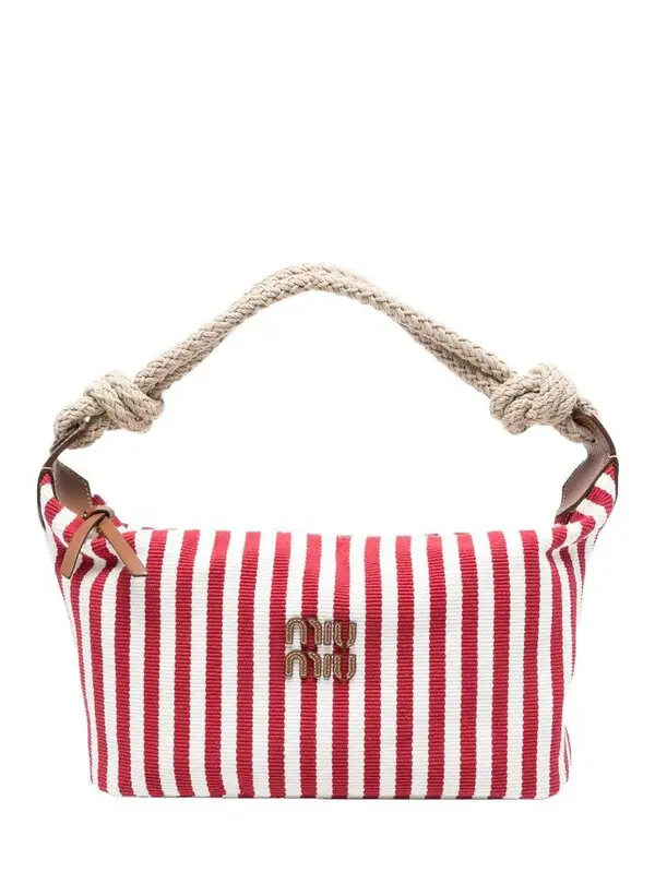Miu Miu Striped Tote Bag - Red