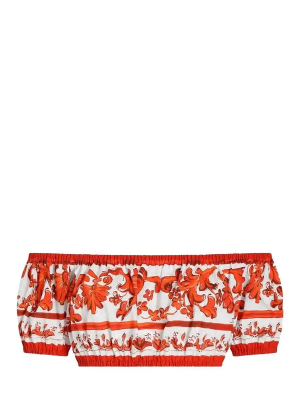 Dolce & Gabbana Maiolica Print Poplin Top - Multicolor