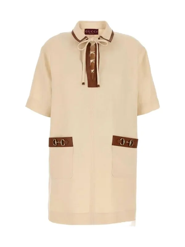 Gucci Sand Linen Mini Dress - Brown