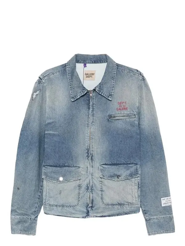 GALLERY DEPT. Distressed Denim Zip-up Jacket - Blue