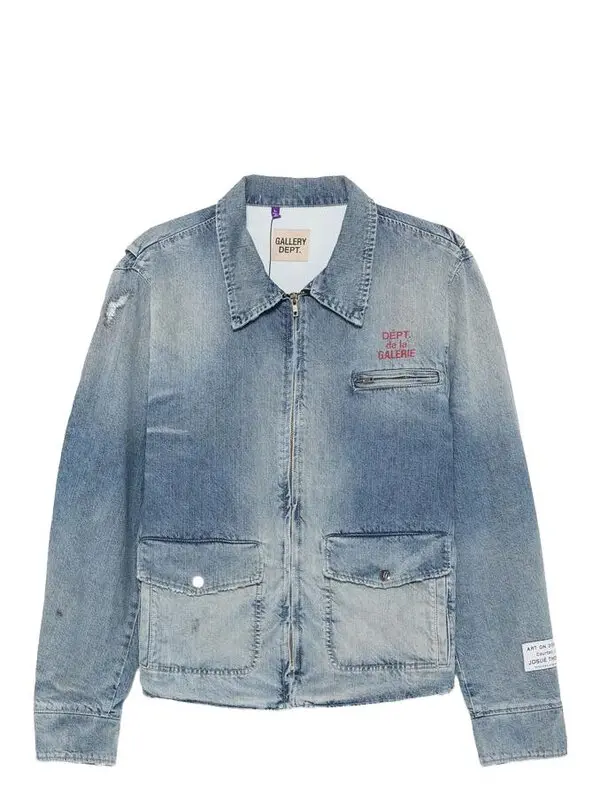 GALLERY DEPT. Distressed Denim Zip-up Jacket - Blue