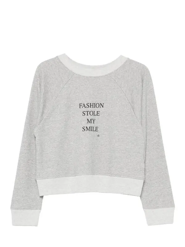 Victoria Beckham Slogan Print Crew Neck Sweatshirt - Black