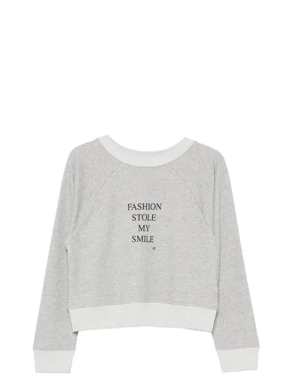 Victoria Beckham Slogan Print Crew Neck Sweatshirt - Black