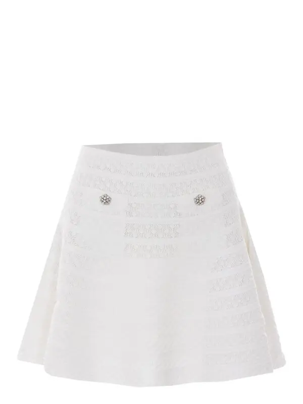 SELF-PORTRAIT Pointelle Knit Mini Skirt - White