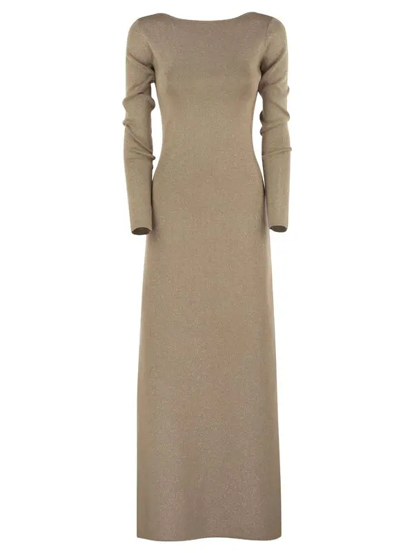 Max Mara Bracco Viscose And Lurex Slim Dress - Cream