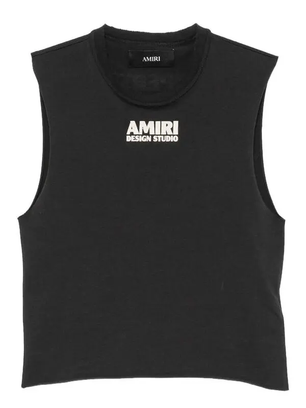 Amiri Logo Print Crew Neck Sleeveless Tank Top - Black