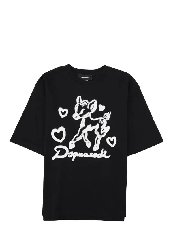 Dsquared2 T-shirt Con Stampa E Logo - Black