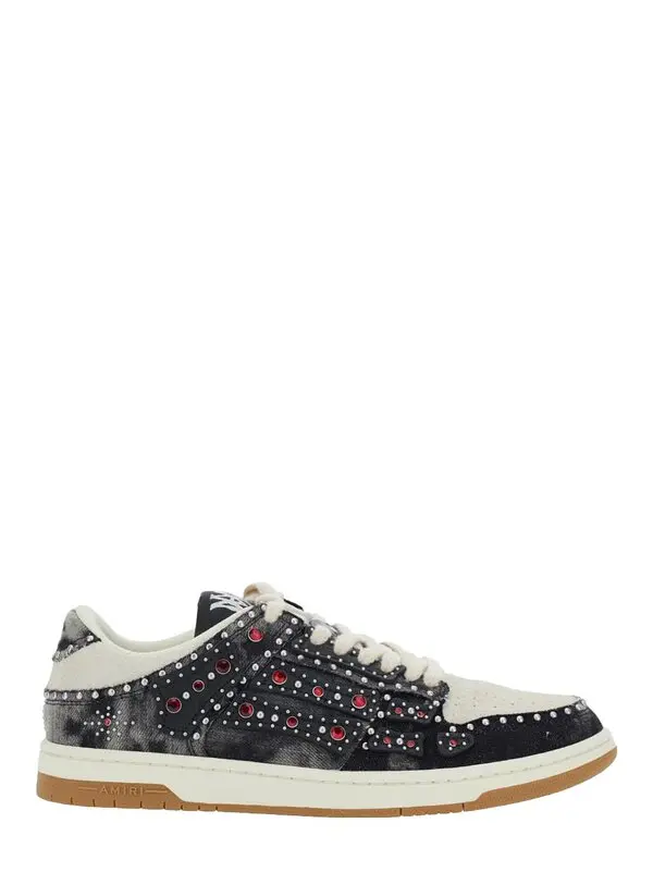 Amiri Skel Top' Black Sneakers With Beads And Crystals Applied In Cotton For - Multicolor