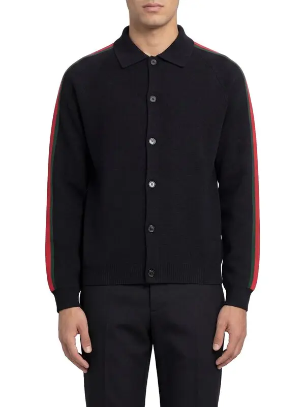 Gucci Wool Polo Cardigan - Black