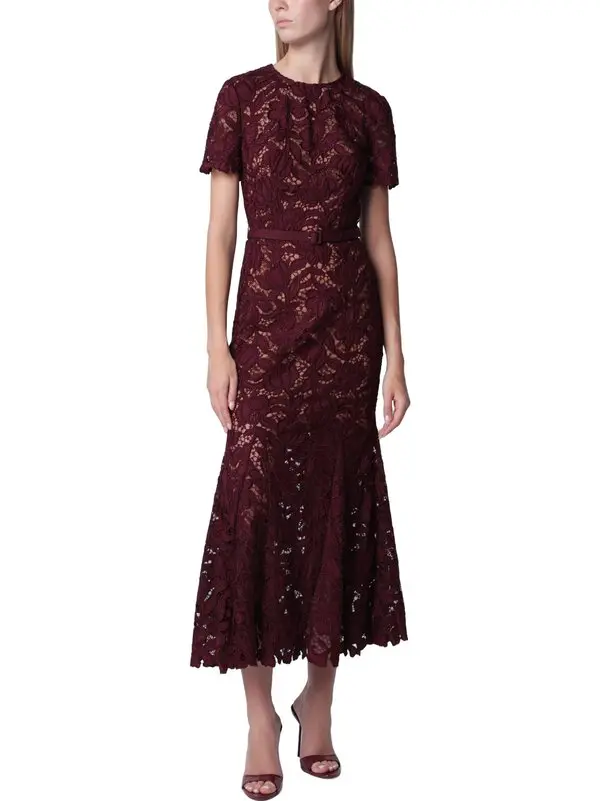 SELF-PORTRAIT Lace Midi Dress - Red