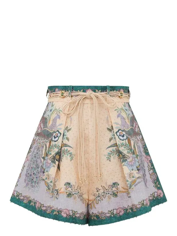 Zimmermann Indra Linen Shorts - Multicolor