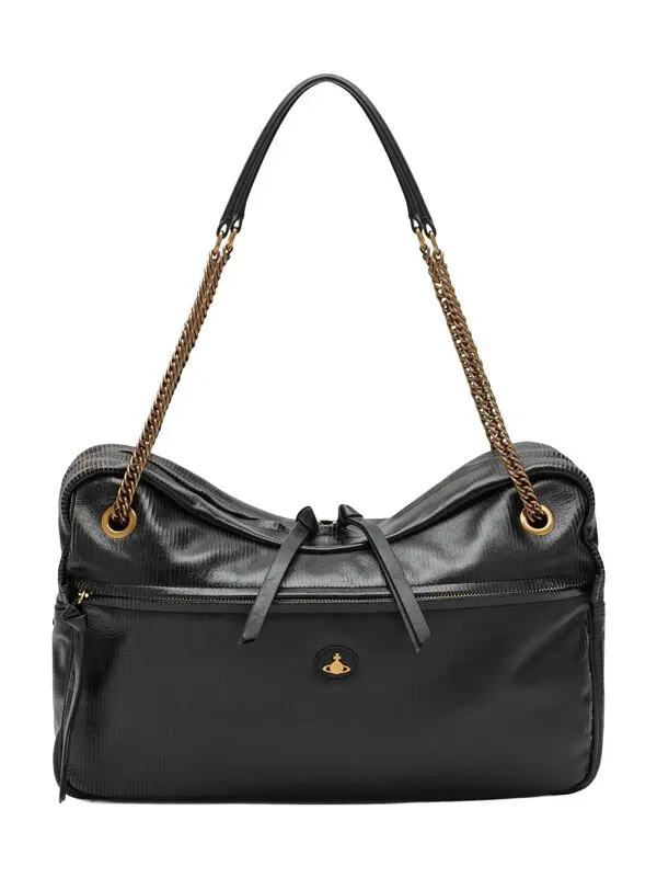 VIVIENNE WESTWOOD Textured Calf Leather Shoulder Bag - Black