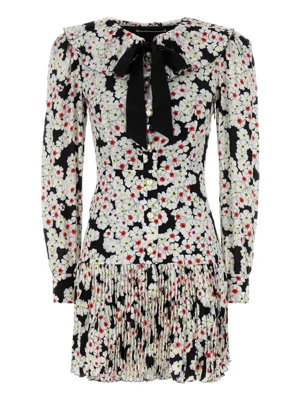 Alessandra Rich Printed Silk Mini Dress - Multicolor