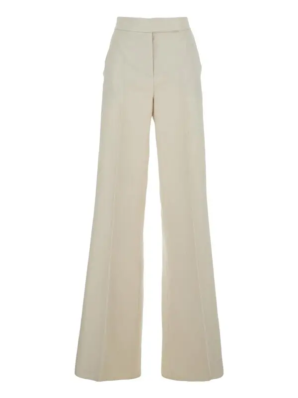 Max Mara Beige High-waisted Linen Pants For - Multicolor