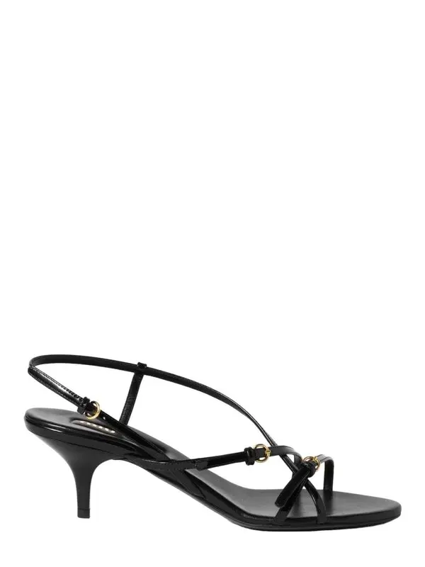 Miu Miu Patent Leather Sandals With Buckles - Black