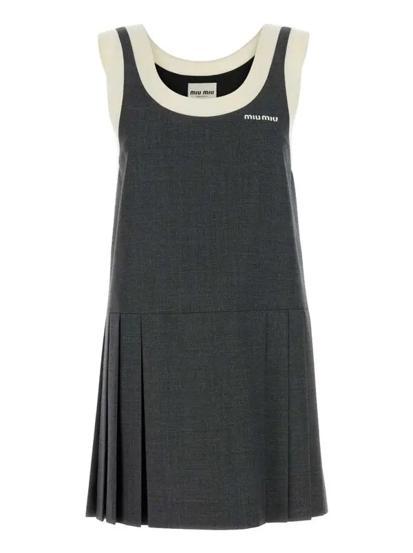 Miu Miu Virgin Wool Mini Dress - Gray