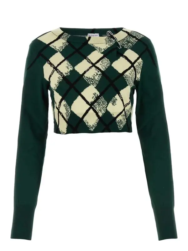 Burberry Cotton Argyle Sweater - Green