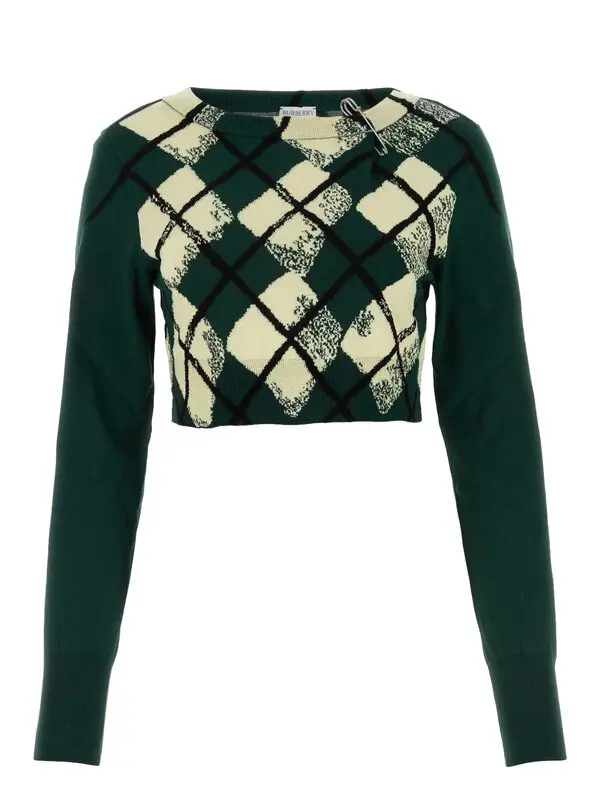 Burberry Cotton Argyle Sweater - Green