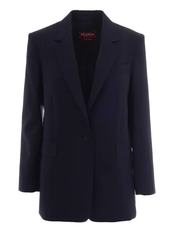 Max Mara Virgin Wool Single Breasted Blazer - Blue