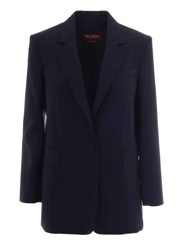 Max Mara Virgin Wool Single Breasted Blazer - Blue