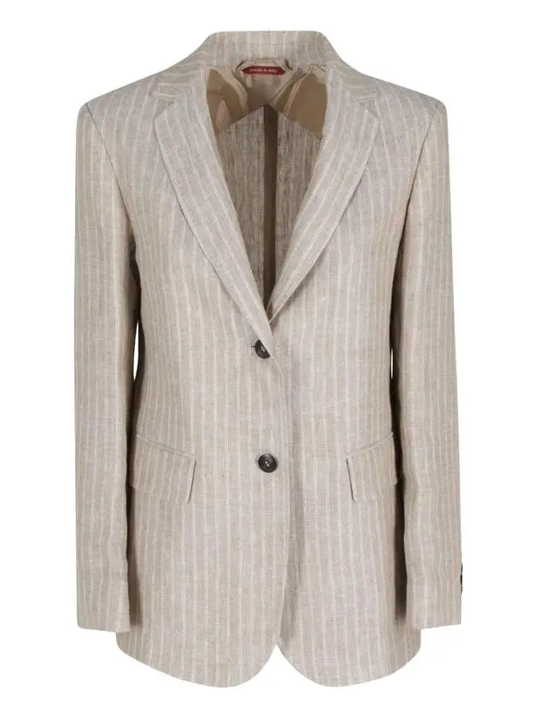 Max Mara Pinstripe Single Breasted Blazer - Multicolor