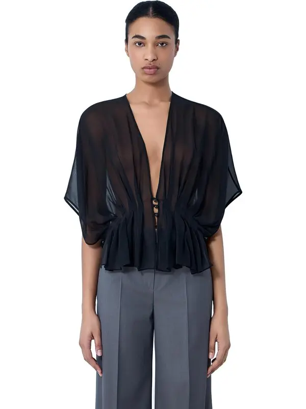 Max Mara Sheer Silk Blouse - Black