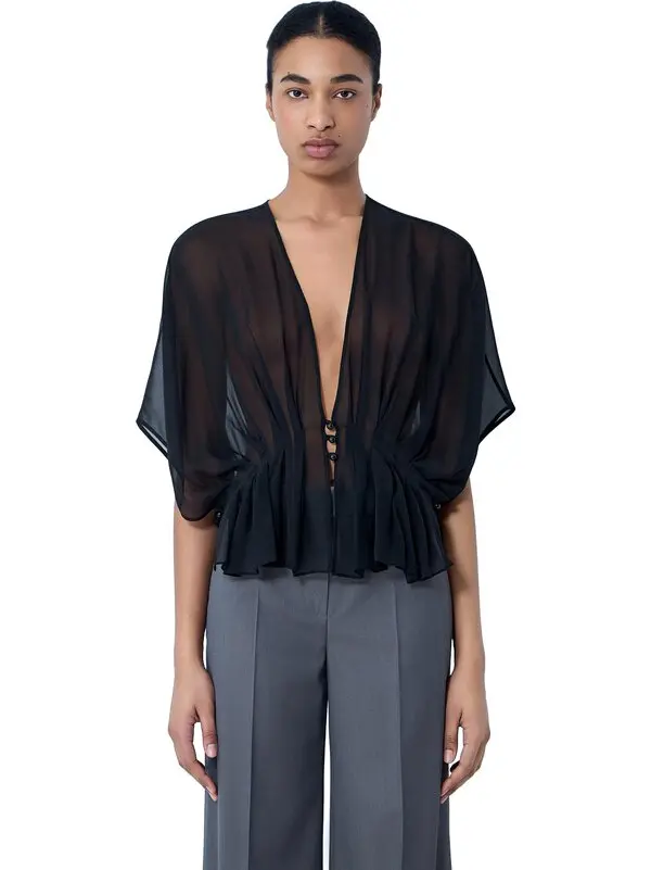Max Mara Sheer Silk Blouse - Black