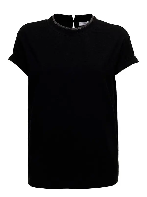 Brunello Cucinelli Monile Crew Neck Cotton T-shirt - Black