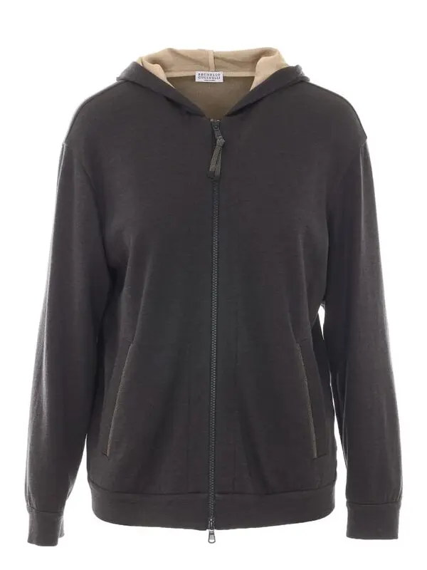 Brunello Cucinelli Cotton And Silk Interlock Topwear - Gray