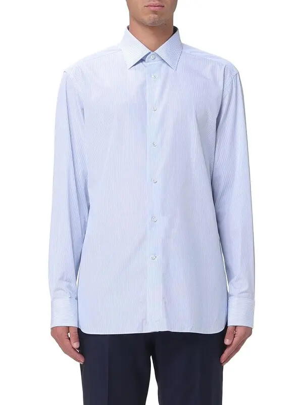 Zegna Classic Striped Poplin Shirt - Blue