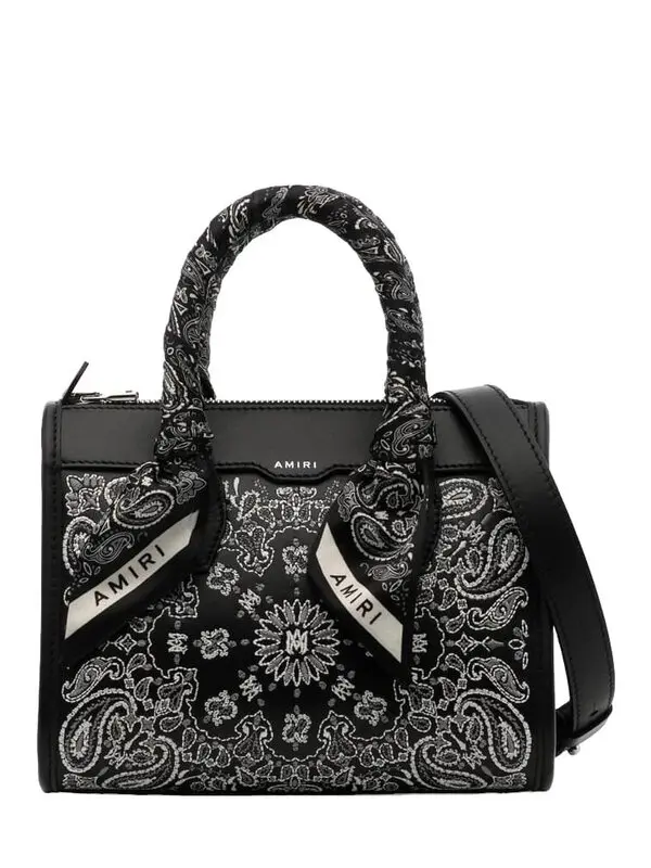 Amiri Leather Bandana Print Satchel Cross Body Bag - Black