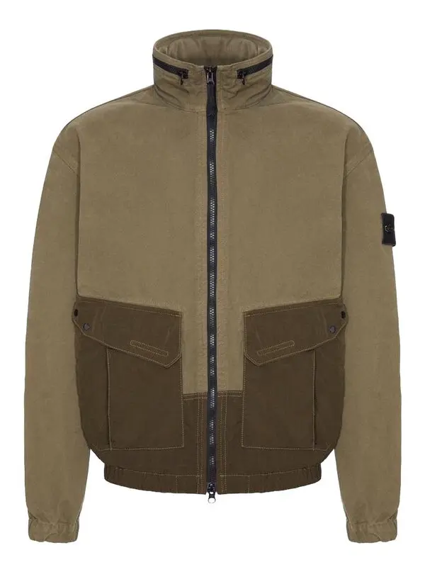 Stone Island Cotton Jacket With Badge - Green