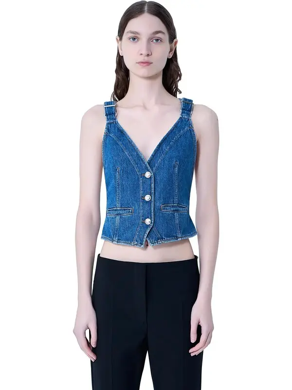 Sportmax Buttoned Denim Vest - Blue