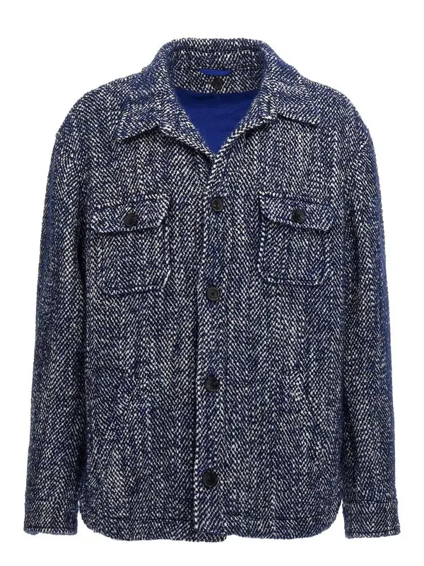 Etro Chevron Wool Blend Jacket - Blue