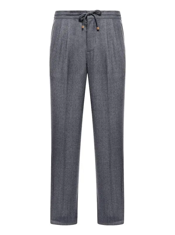 Brunello Cucinelli Wool Trousers With Pleats - Brown