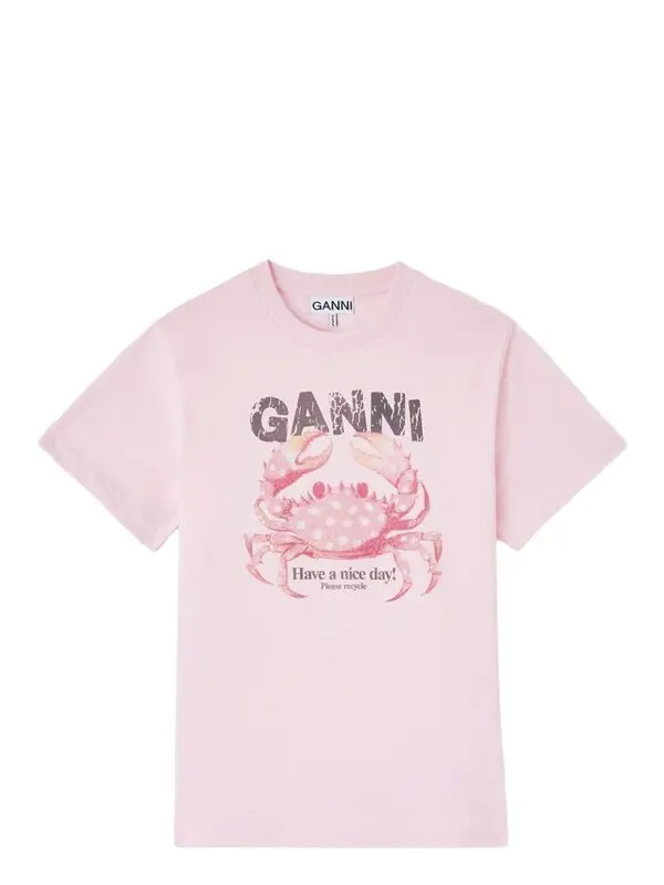 GANNI Printed Cotton T-shirt - Multicolor