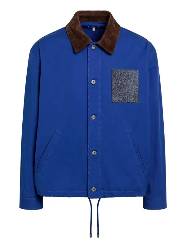 Loewe Long-sleeve Cotton And Leather Jacket - Blue