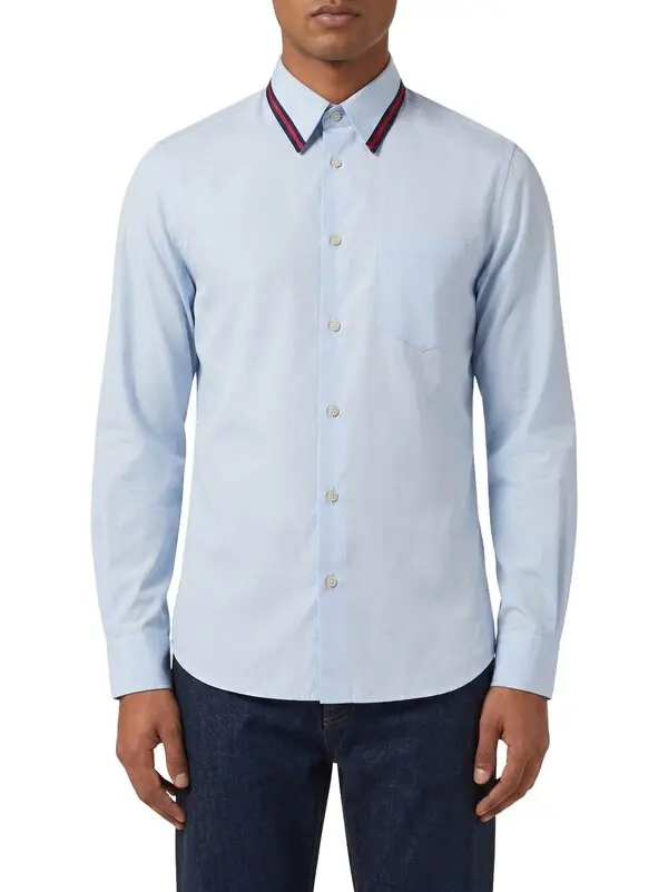 Gucci Slim Fit Cotton-blend Shirt With French Collar - Blue