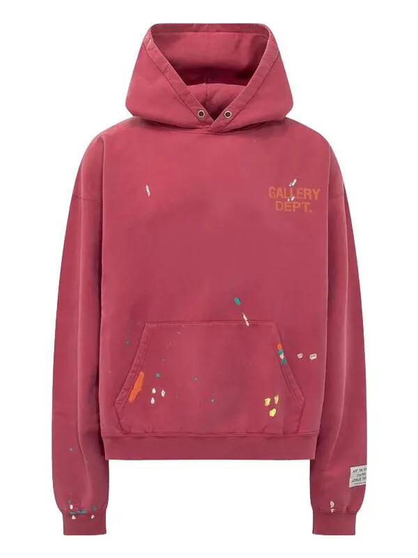 GALLERY DEPT. Cotton Paint-splatter Logo Hoodie - Red