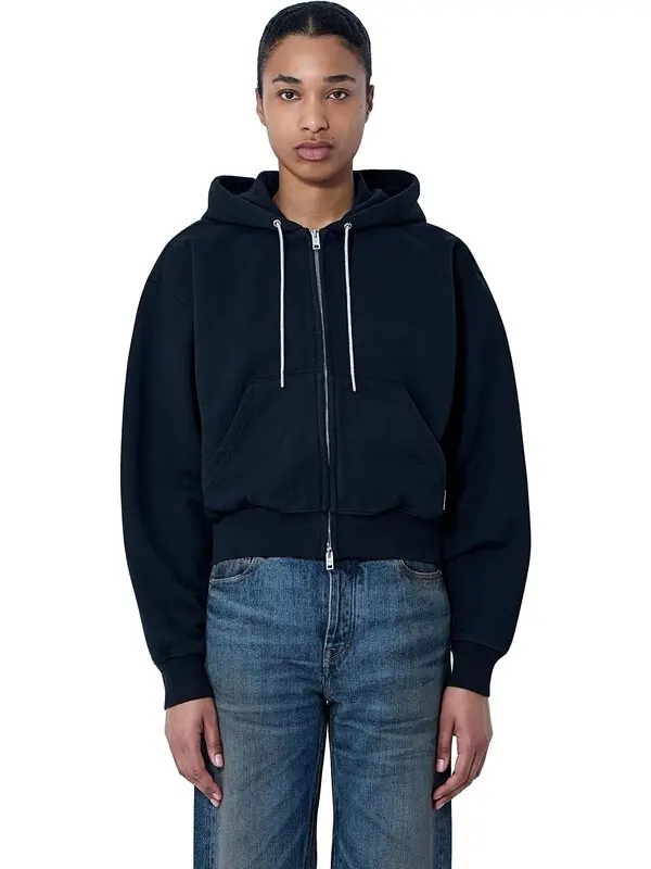 Alexander Wang Zip-front Hooded Sweatshirt - Black
