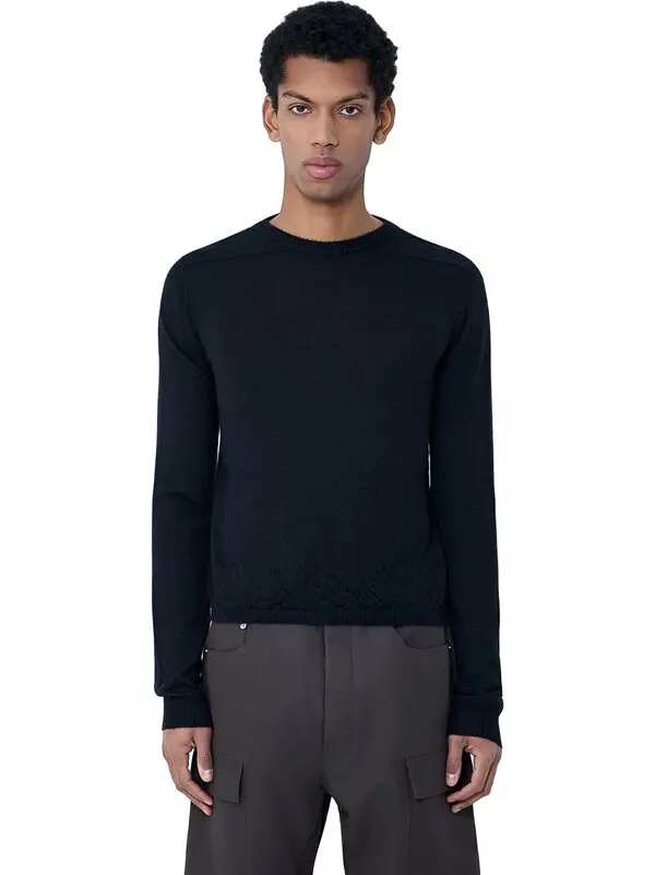 Rick Owens Fine Knit Wool Sweater - Black